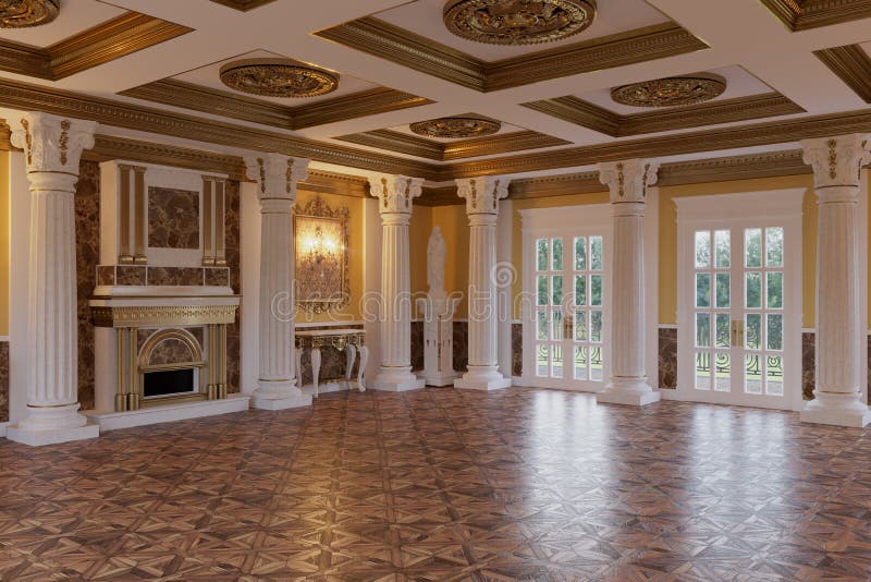 3d Render of the Interior of the Hall in a Classic Style Stock ...