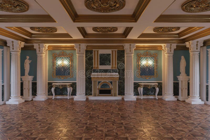3d Render of the Interior of the Hall in a Classic Style Stock ...