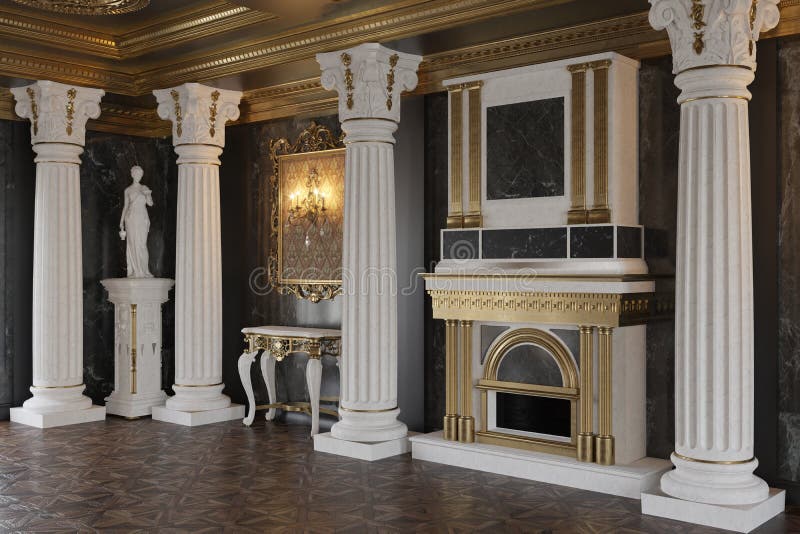 3d Render of the Interior of the Hall in a Classic Style Stock ...