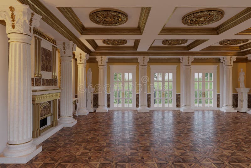 3d Render of the Interior of the Hall in a Classic Style Editorial ...