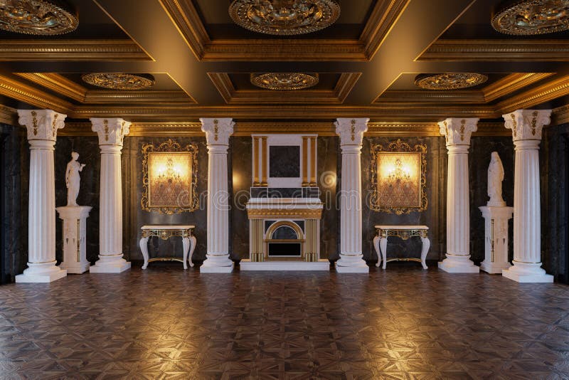3d Render of the Interior of the Hall in a Classic Style Editorial ...