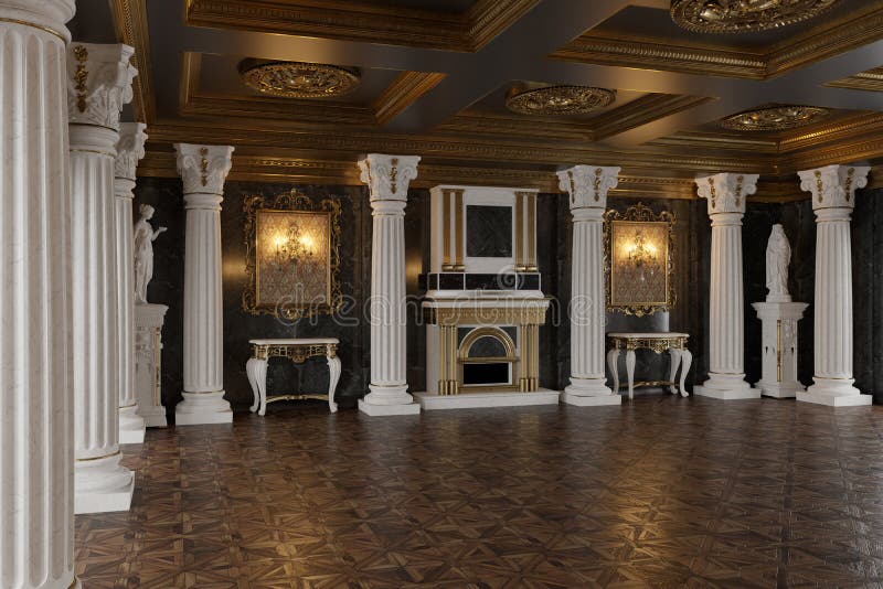 3d Render of the Interior of the Hall in a Classic Style Stock ...