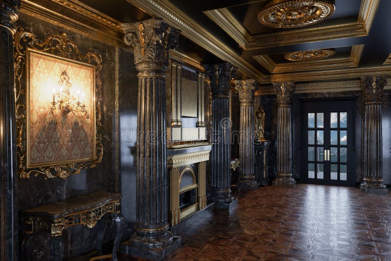 3d Render of the Interior of the Hall in a Classic Style Stock ...