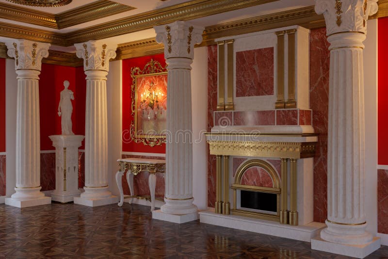3d Render of the Interior of the Hall in a Classic Style Stock ...