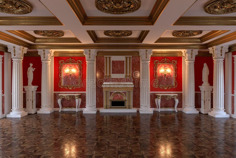 3d Render of the Interior of the Hall in a Classic Style Stock ...