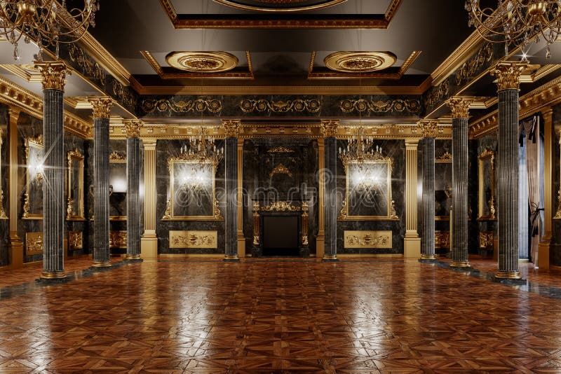 3d Render of the Interior of the Hall in a Classic Style Stock ...