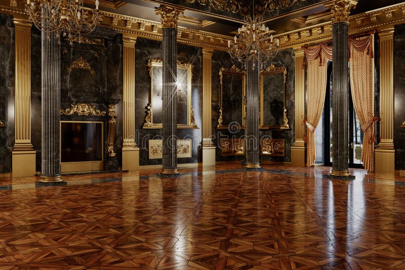 3d Render of the Interior of the Hall in a Classic Style Stock ...