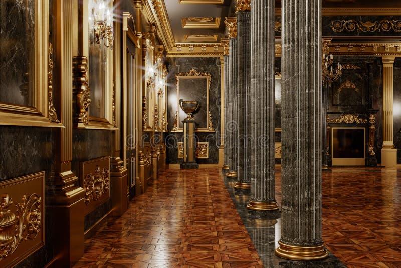 3d Render of the Interior of the Hall in a Classic Style Stock ...