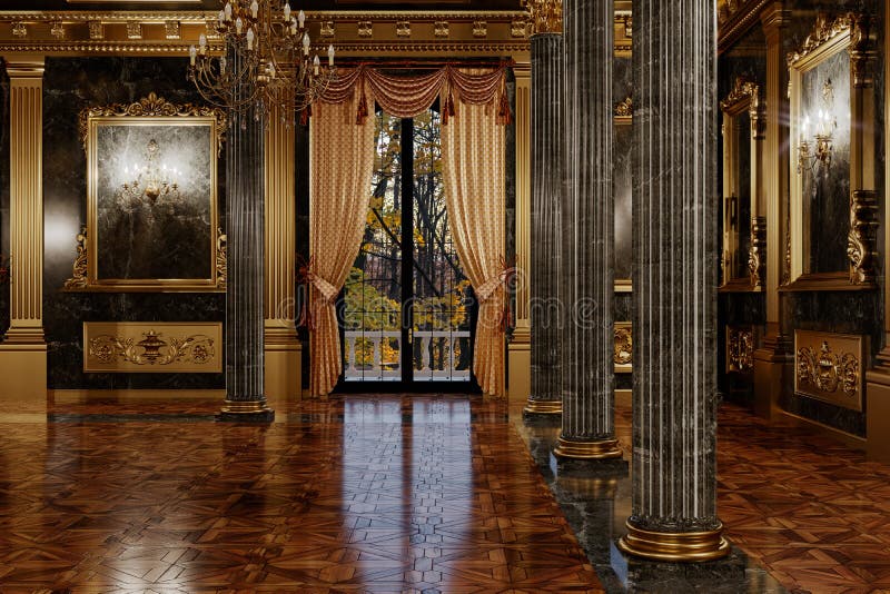 3d Render of the Interior of the Hall in a Classic Style Stock ...