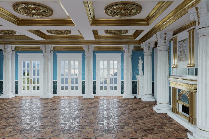 3d Render of the Interior of the Hall in a Classic Style Stock ...