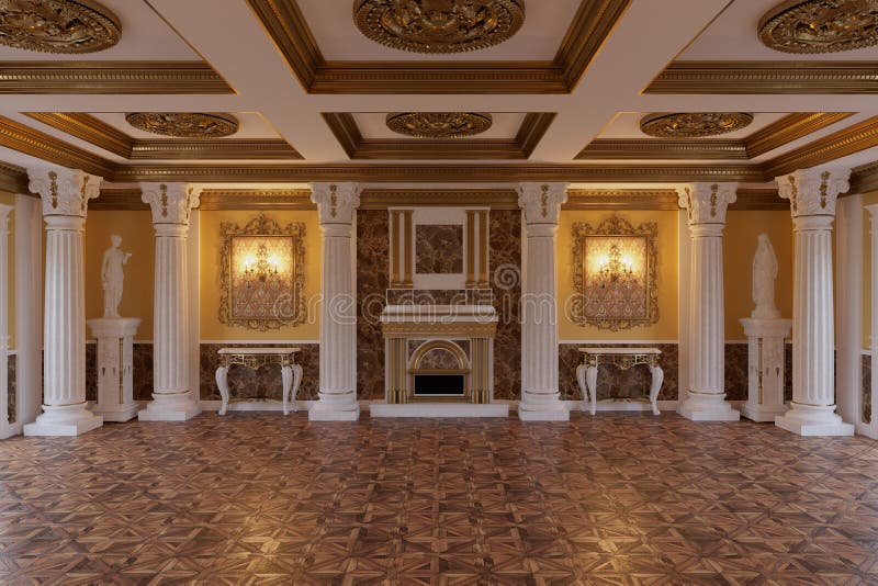 3d Render of the Interior of the Hall in a Classic Style Stock ...