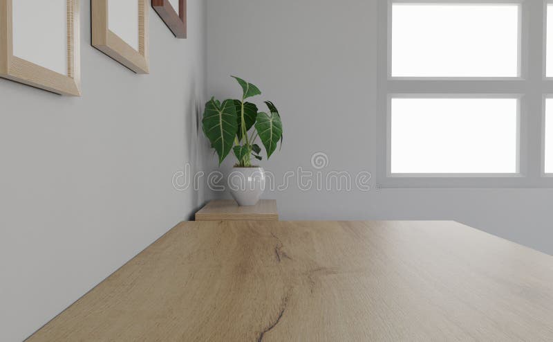 3d Render Interior Room. Minimal Style Design. Working Desk. Home ...