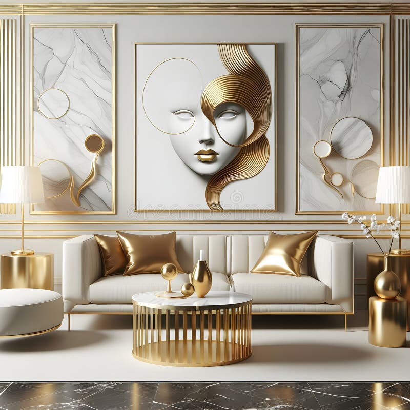 3d Render Interior Wall Room Living Room Frame Photo Abstract Ai ...