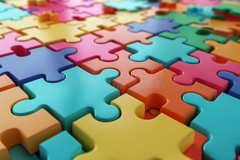 3D Render, Interlocking Puzzle Pieces To Convey the Idea of Connection ...