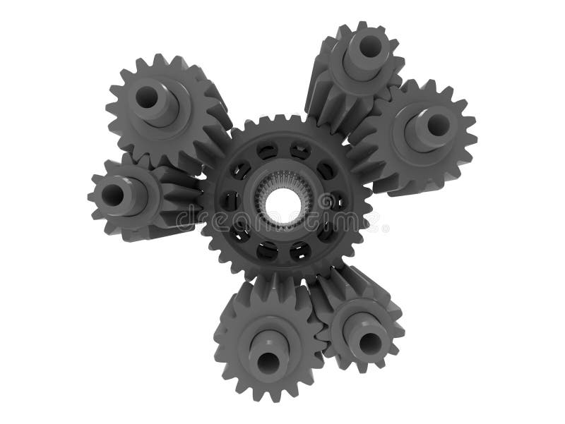 3D Render - Isolated Gear Assembly Stock Illustration - Illustration of ...