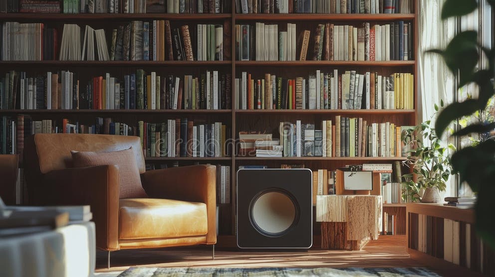 Quiet Home Library with Noise Reduction Generator in 8K Stock ...