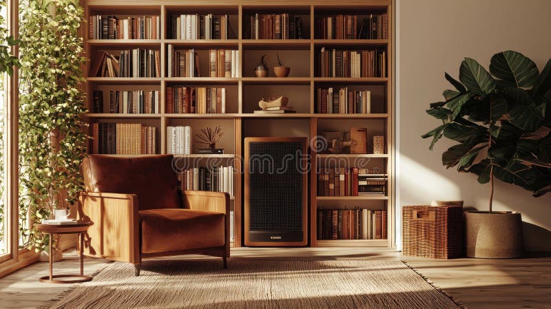 Quiet Home Library with Noise Reduction Generator in 8K Stock ...