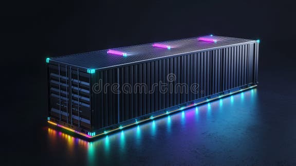 8K 3D Render RFID Shipping Container Technology Logistics Image Stock ...
