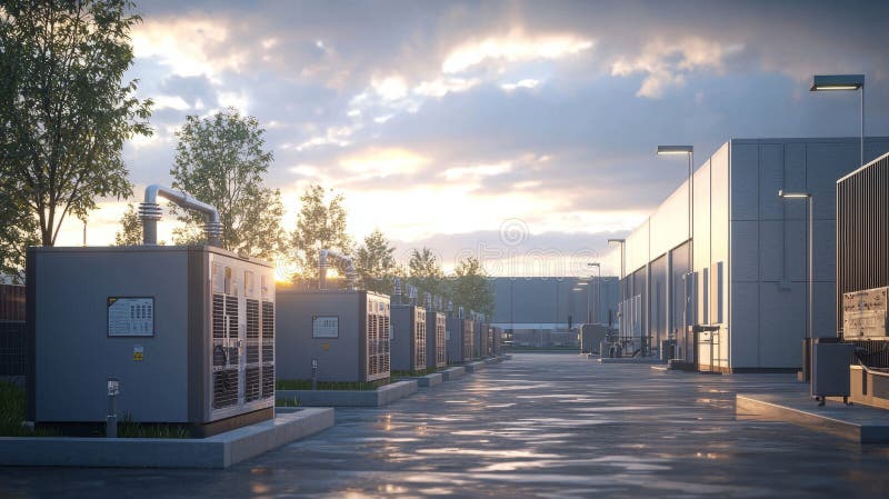 Highresolution 3D Render of Isolated Generator in Business Park Stock ...