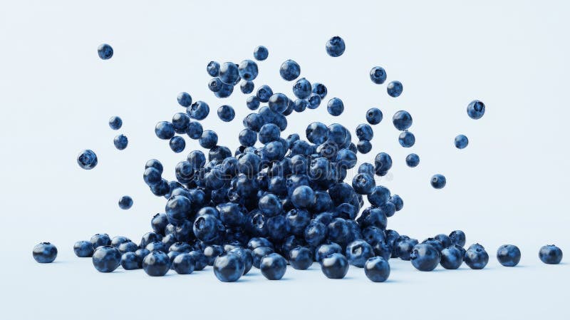 Highquality 8K Realistic 3D Blueberry Clusters on White Background ...