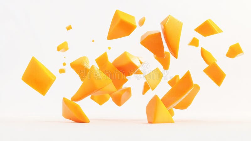 Highquality 8K Realistic 3D Render of Falling Mango Pieces Stock ...