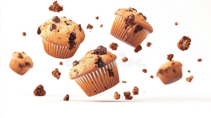 HighQuality 8K 3D Render of Falling Muffin Pieces Stock Illustration ...