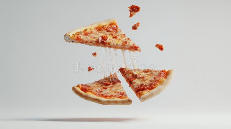 Highquality 8K 3D Render of Falling Pizza Slices Stock Illustration ...