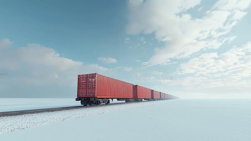 8K Realistic 3D Render of Freight Train for Logistics Stock ...