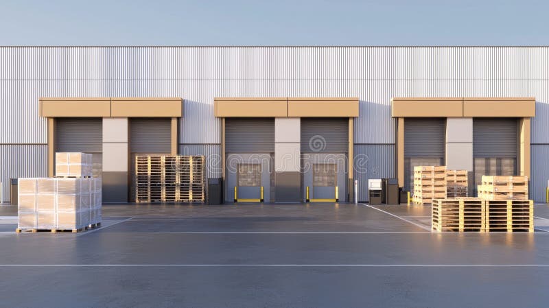 Isolated 8K 3D Render Showing Loading Dock and Freight Handling Stock ...
