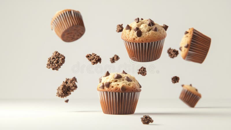 HighQuality 8K 3D Render of Falling Muffin Pieces Stock Illustration ...