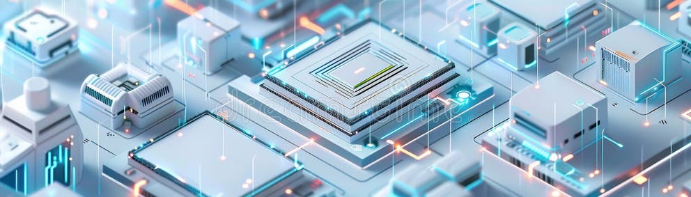 3D Render of Isometric Cyber Security Network Stock Illustration ...