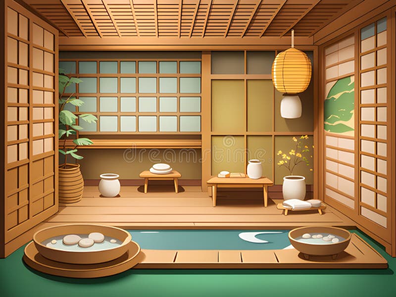 3d Render of Japanese Spa Room Interior, Ai Generated Stock ...