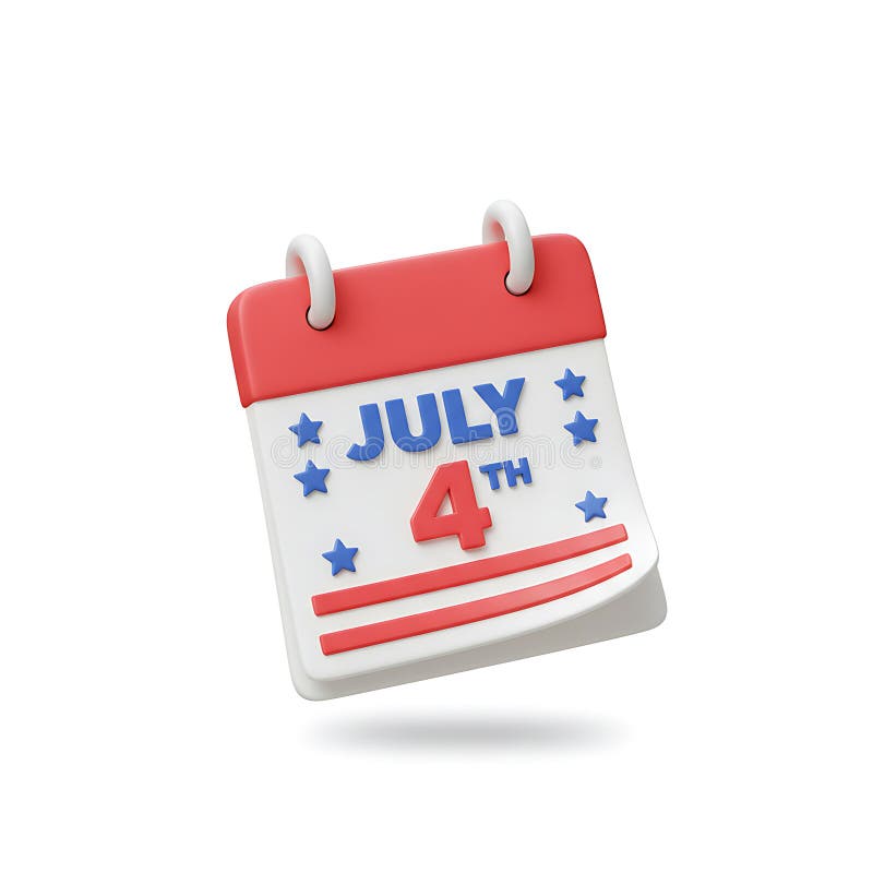 3D Render of July 4th Calendar: Independence Day Celebration Stock ...