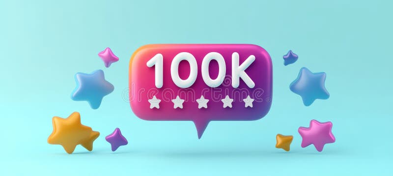 3D Render of a 100K Social Media Follower Celebration with a Speech ...