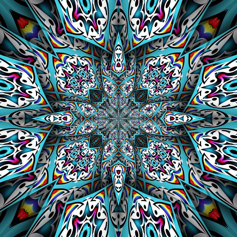 3D Render Kaleidoscope Art Pattern Background Tile Stock Illustration ...