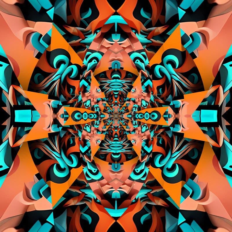 3D Render Kaleidoscope Art Pattern Background Tile Stock Illustration ...