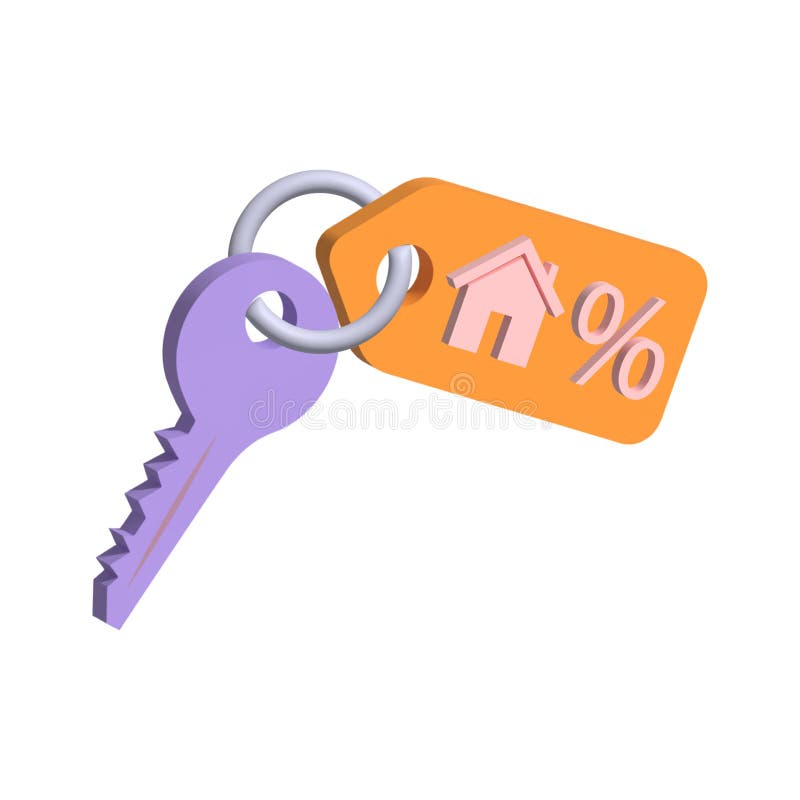 3d Render. the Key is Hanging on the Keychain. Mortgage Stock ...