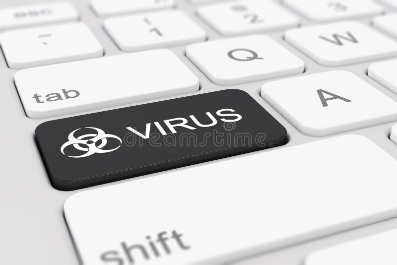 3d Render of a Keyboard with a Black Key - Virus Stock Illustration ...