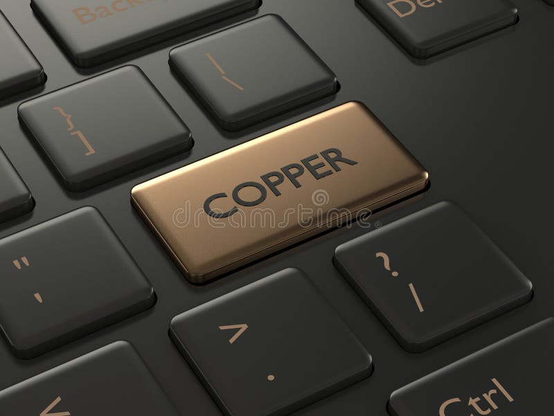 3d Render of Keyboard with Copper Button Stock Illustration ...
