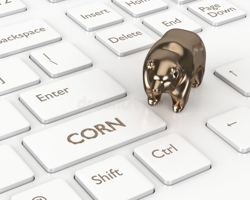 3d Render of Keyboard with Corn Key and Bear Stock Illustration ...