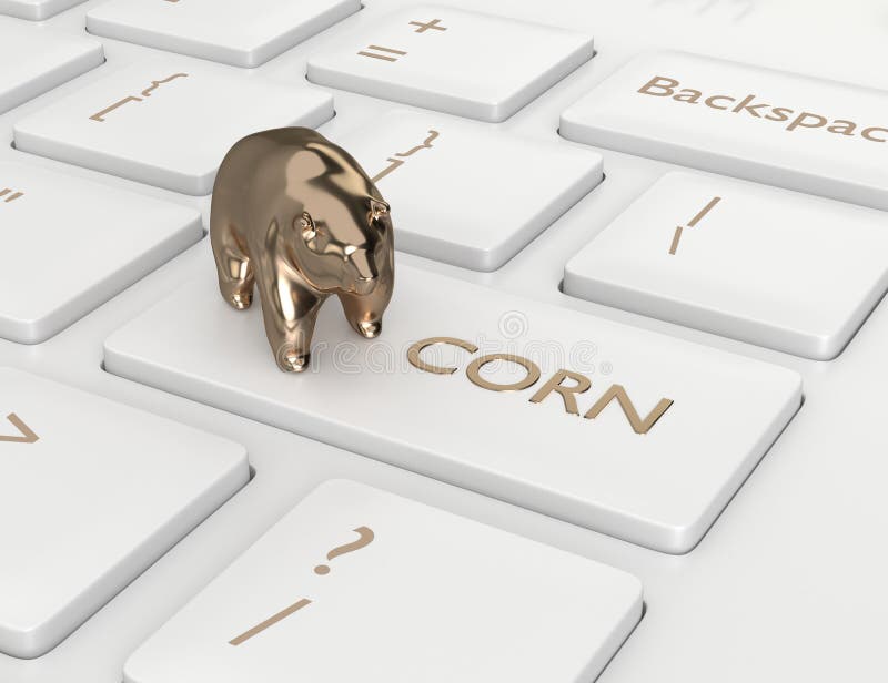 3d Render of Keyboard with Corn Key and Bear Stock Illustration ...