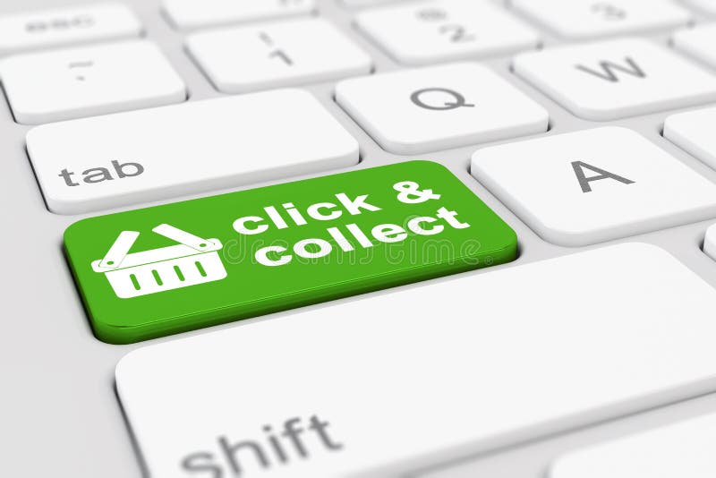 3d Render of a Keyboard with a Green Key - Click and Collect Stock ...
