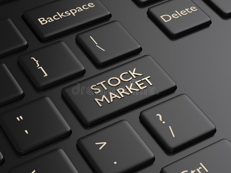 3d Render of Keyboard with Stock Market Button Stock Illustration ...