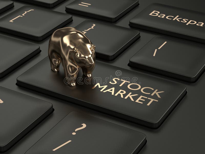 3d Render of Keyboard with Stock Market Button Stock Illustration ...