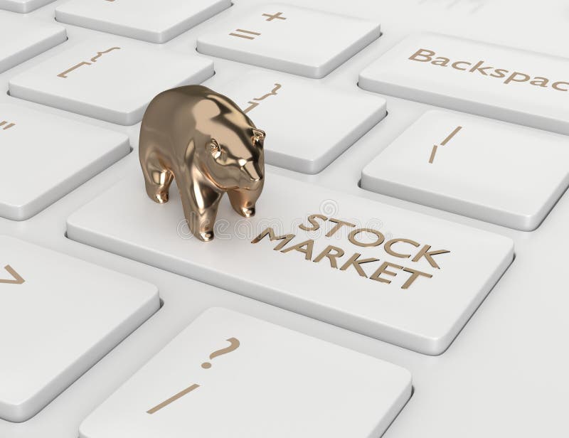 3d Render of Keyboard with Stock Market Button Stock Illustration ...