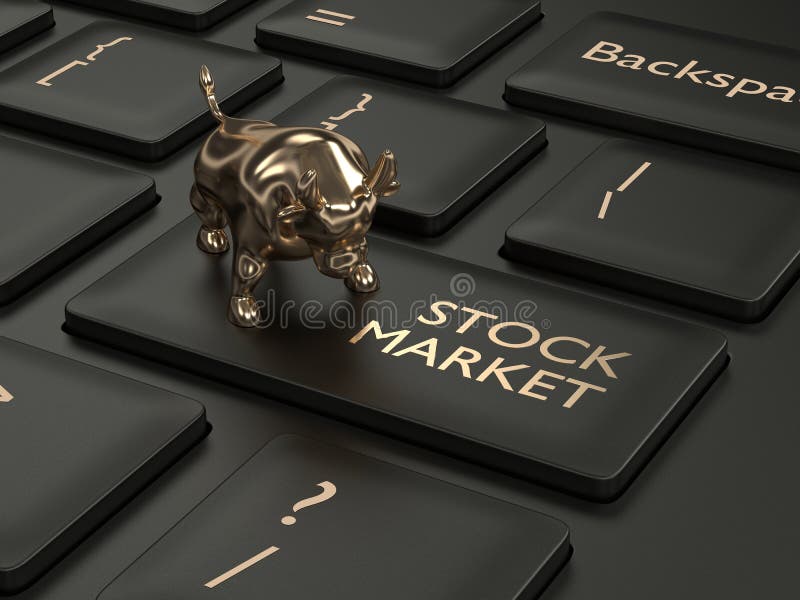 3d Render of Keyboard with Stock Market Button Stock Illustration ...
