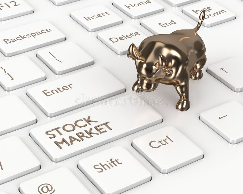 3d Render of Keyboard with Stock Market Button Stock Illustration ...