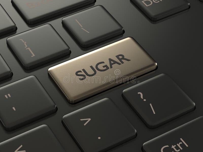 3d Render of Keyboard with Sugar Button Stock Illustration ...