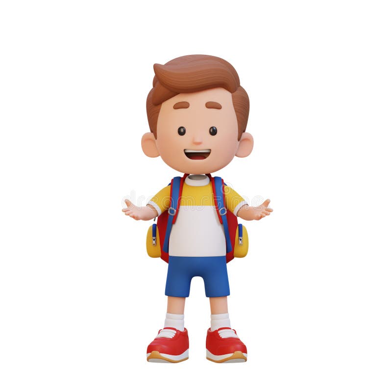 3D Kid Character in Talking and Explaining Pose Stock Photo ...
