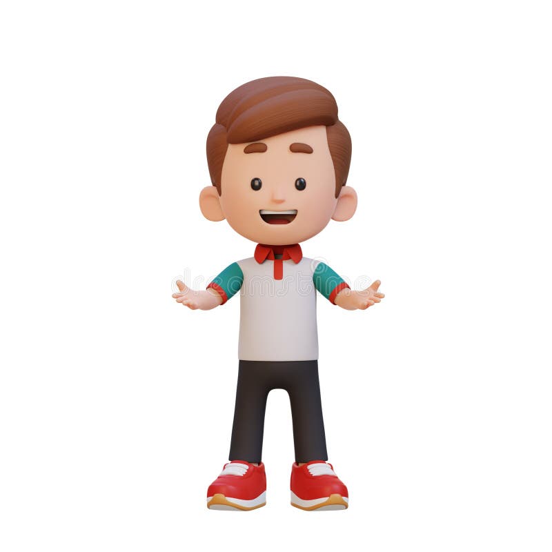 3D Kid Character in Talking and Explaining Pose Stock Image ...